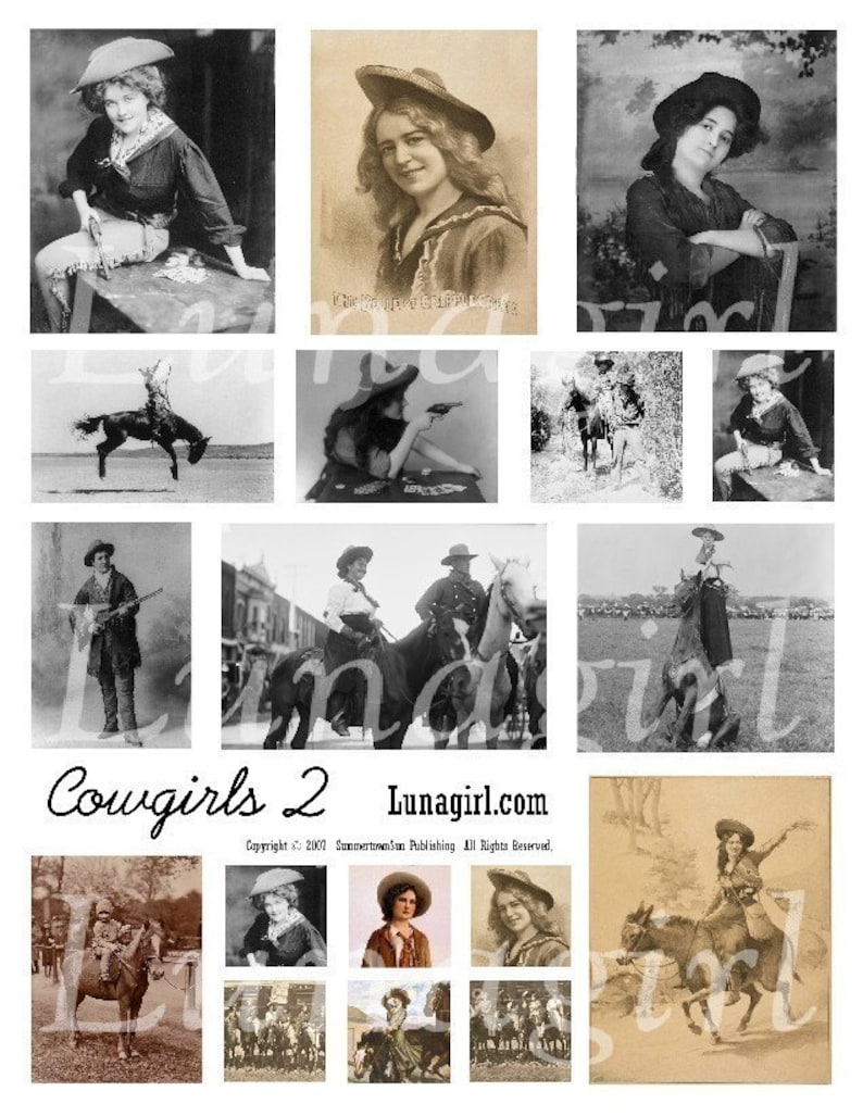 COWGIRLS Digital Collage Sheet, VINTAGE Photos, Western Rodeo Women ...