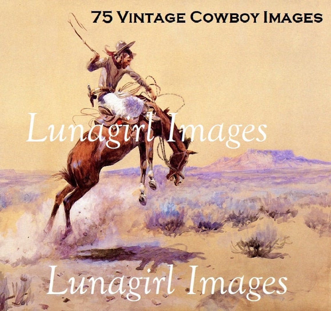 Download 75 COWBOY Images WESTERN ART Vintage Cowboys | Etsy