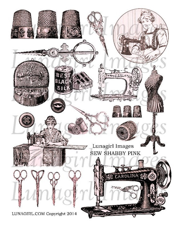 Sewing Tools Drawing With Color