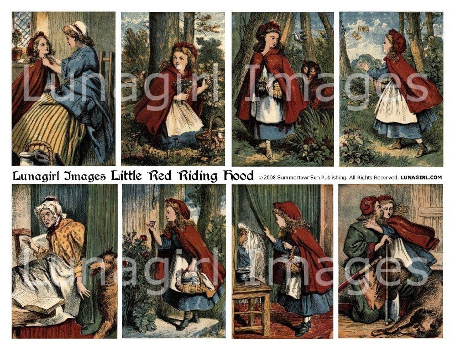 LITTLE RED Riding Hood Digital Collage Sheet, Vintage Images, Victorian ...