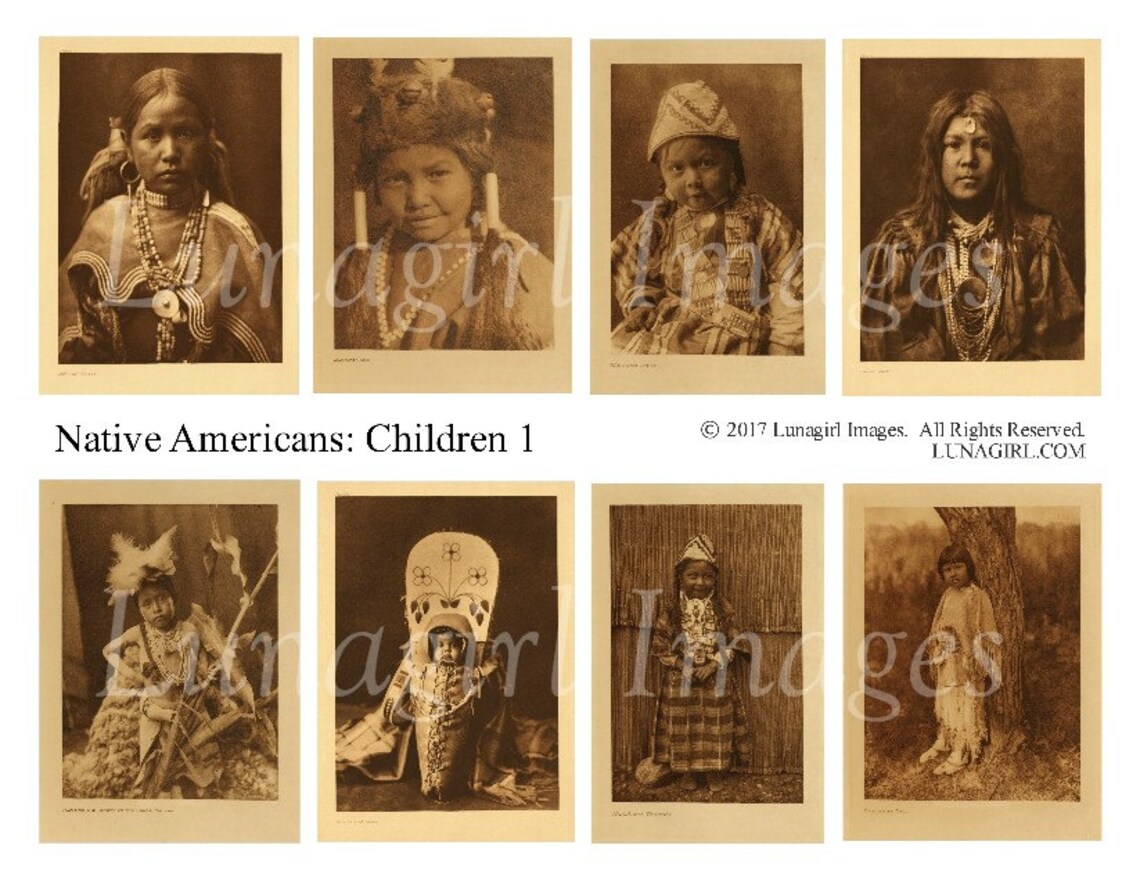NATIVE AMERICAN CHILDREN Digital Collage Sheet, Sepia Photos, Vintage ...