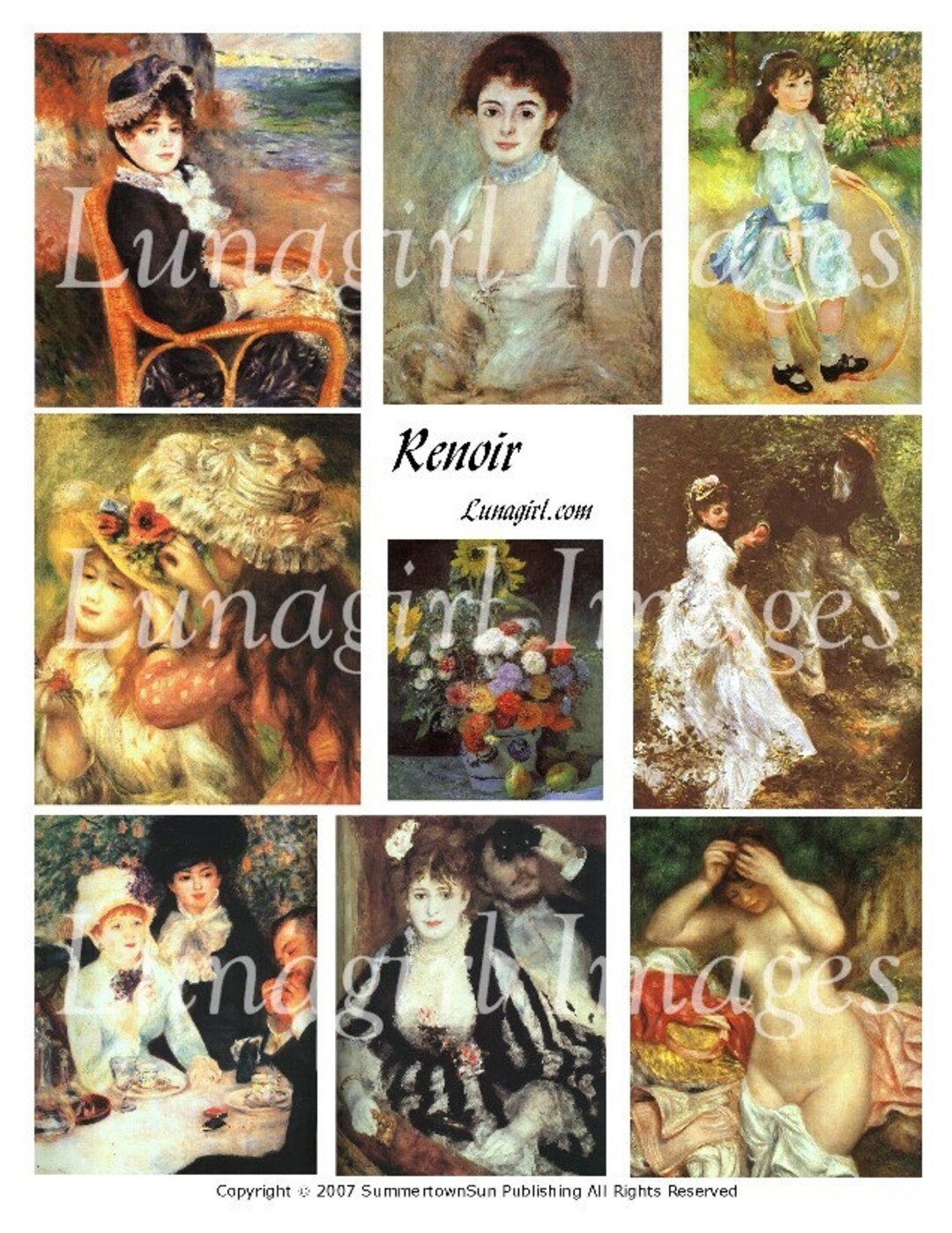 RENOIR Digital Collage Sheet, French Art, Victorian Girls Women, Nudes ...