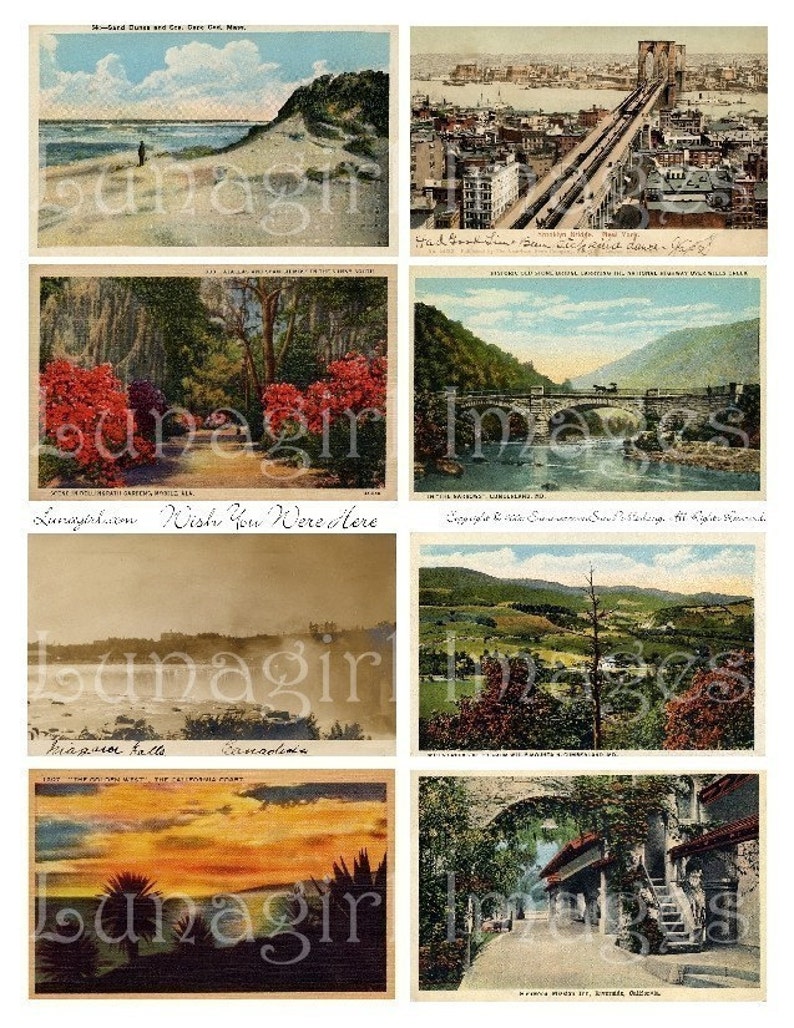 Retro SCENIC POSTCARDS Digital Collage Sheet Vintage Photos | Etsy