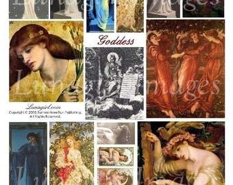 GODDESS Digital Collage Sheet VINTAGE Images Altered Art Pre-raphaelite ...
