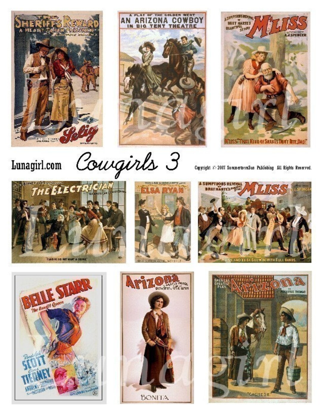 COWGIRLS #3 Digital Collage Sheet Vintage Images Theater Posters ...