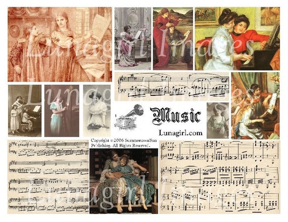 MUSIC Digital Collage Sheet VINTAGE Images Musical Art Antique - Etsy