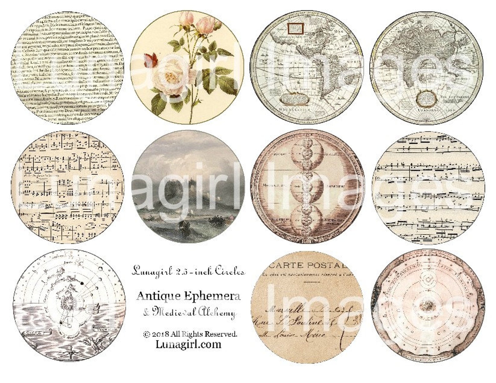 EPHEMERA & ALCHEMY 2.5-inch Circles Digital Collage Sheet - Etsy