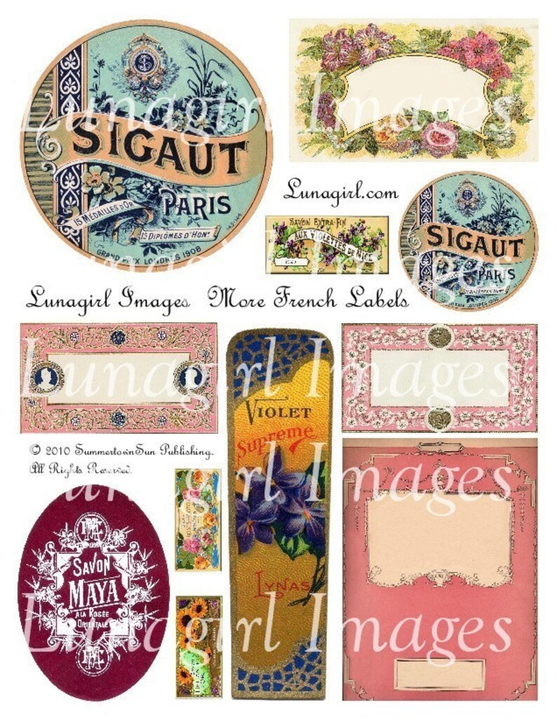 VINTAGE FRENCH LABELS Digital Collage Sheet Paris Perfume - Etsy
