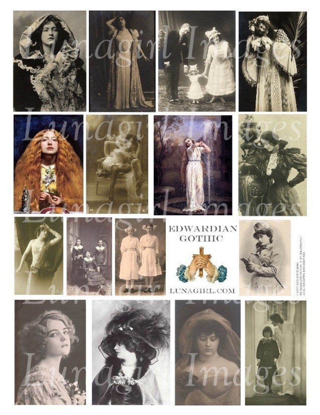 EDWARDIAN GOTHIC Digital Collage Sheet, Vintage Photos Victorian Art ...