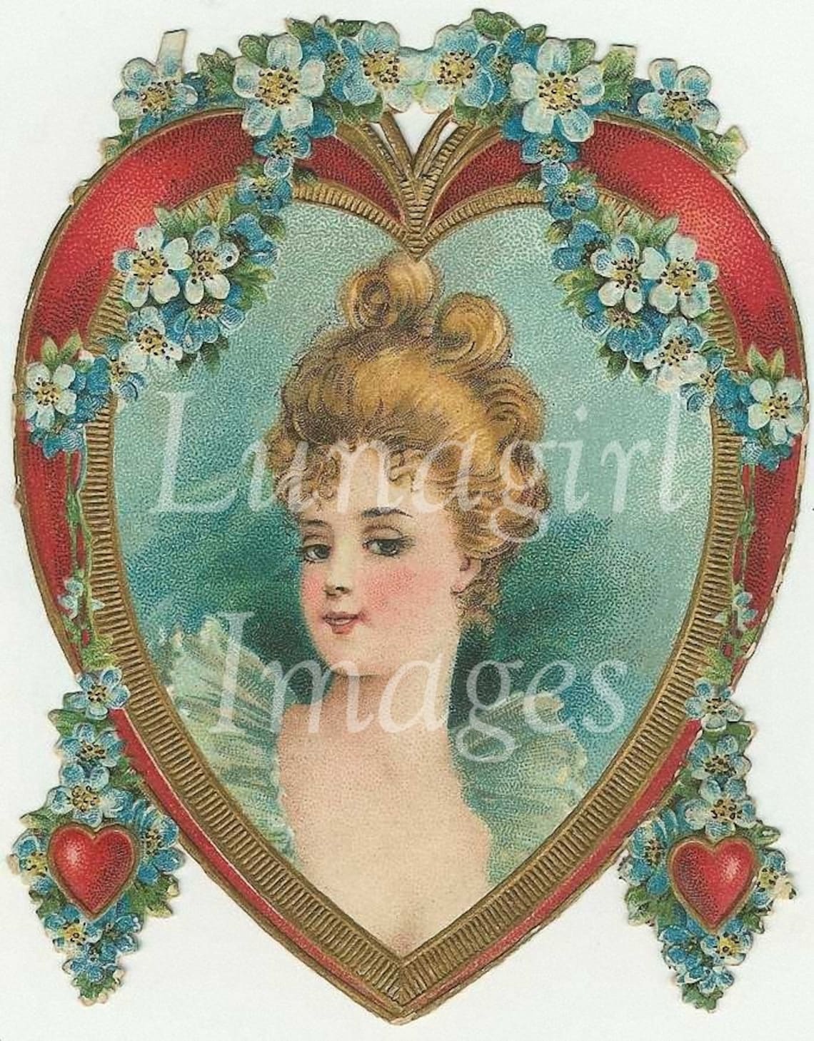 75 Victorian HEARTS, Vintage VALENTINES, Digital Ephemera, Antique ...