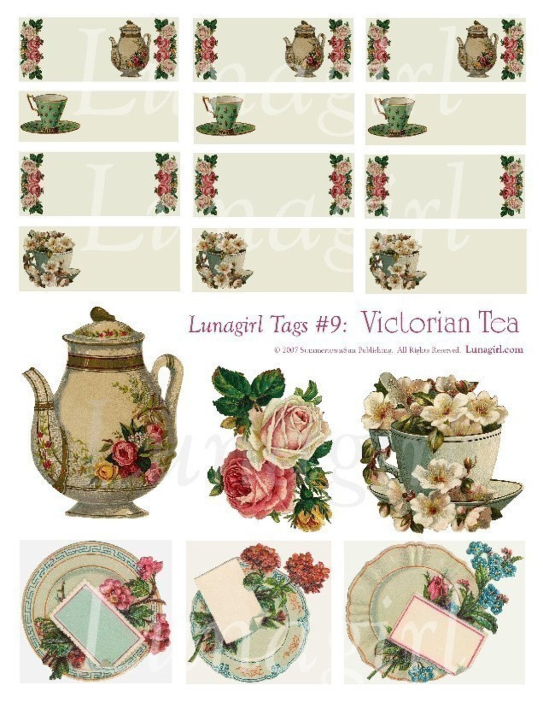 VICTORIAN TEA Digital Collage Sheet, Vintage Tags Labels, Antique ...