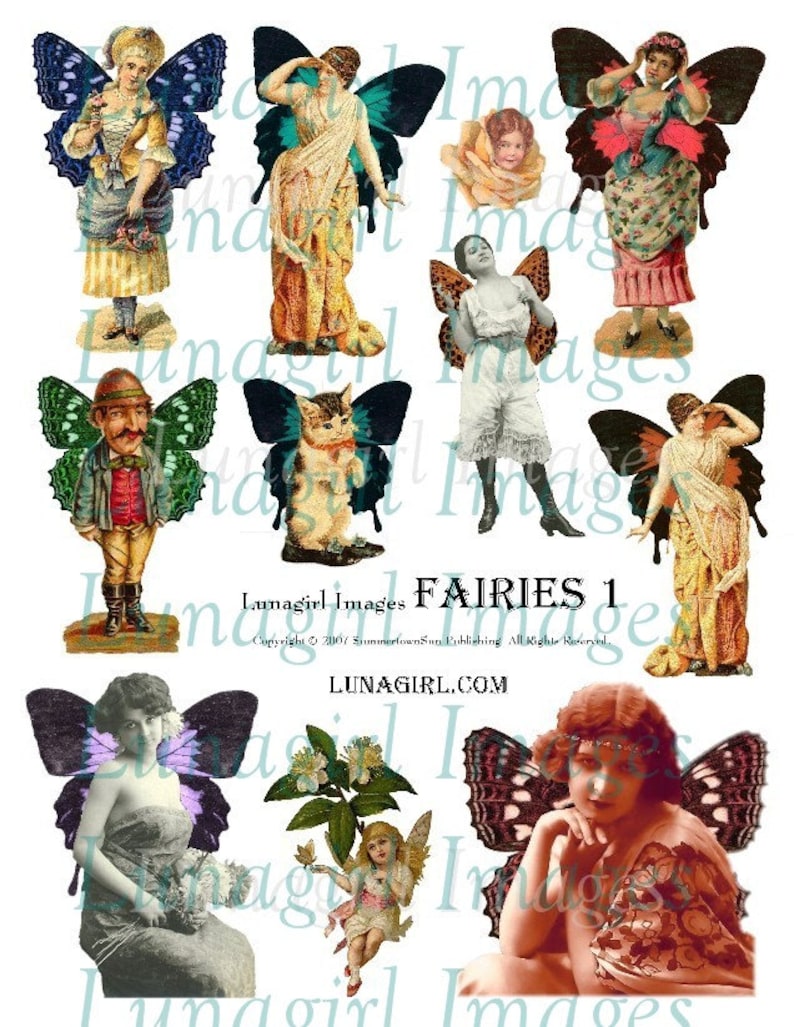 ALTERED FAIRIES Digital Collage Sheet, Victorian Ladies Fairy Wings ...