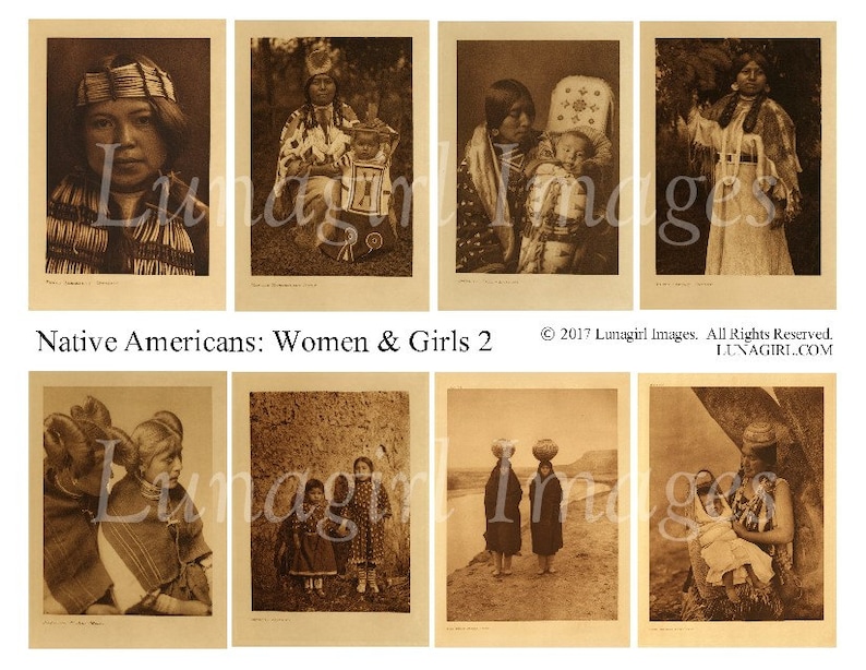 NATIVE AMERICAN WOMEN Digital Collage Sheet, Girls Sisters, Sepia ...