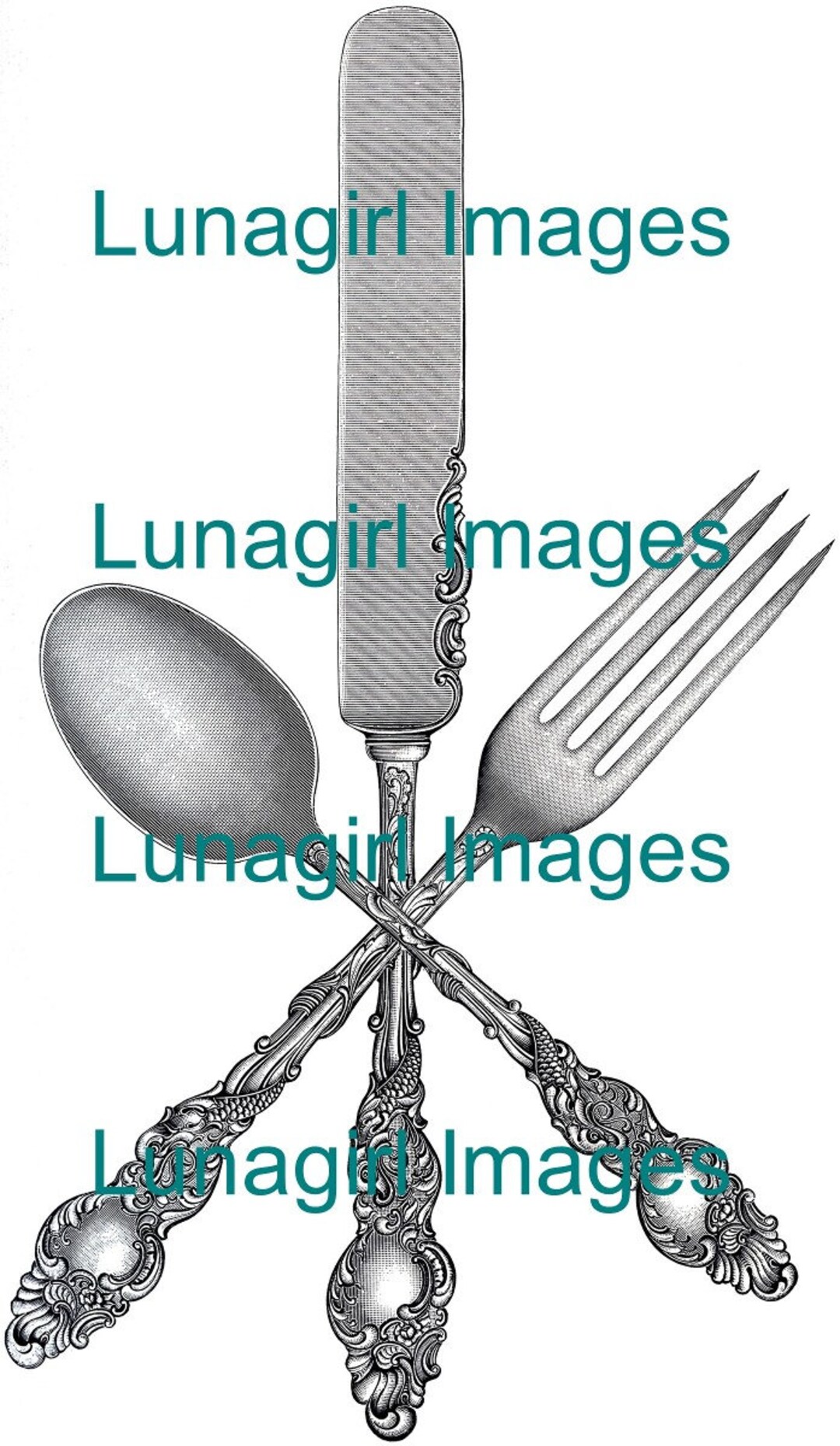 VINTAGE SILVERWARE Digital Transfer DOWNLOAD, Spoon Knife Fork Utensils ...