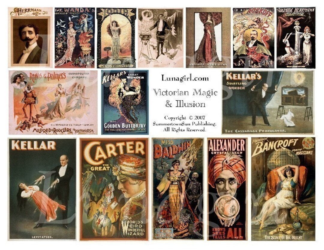 VICTORIAN MAGIC Digital Collage Sheet, Vintage Theater Posters ...