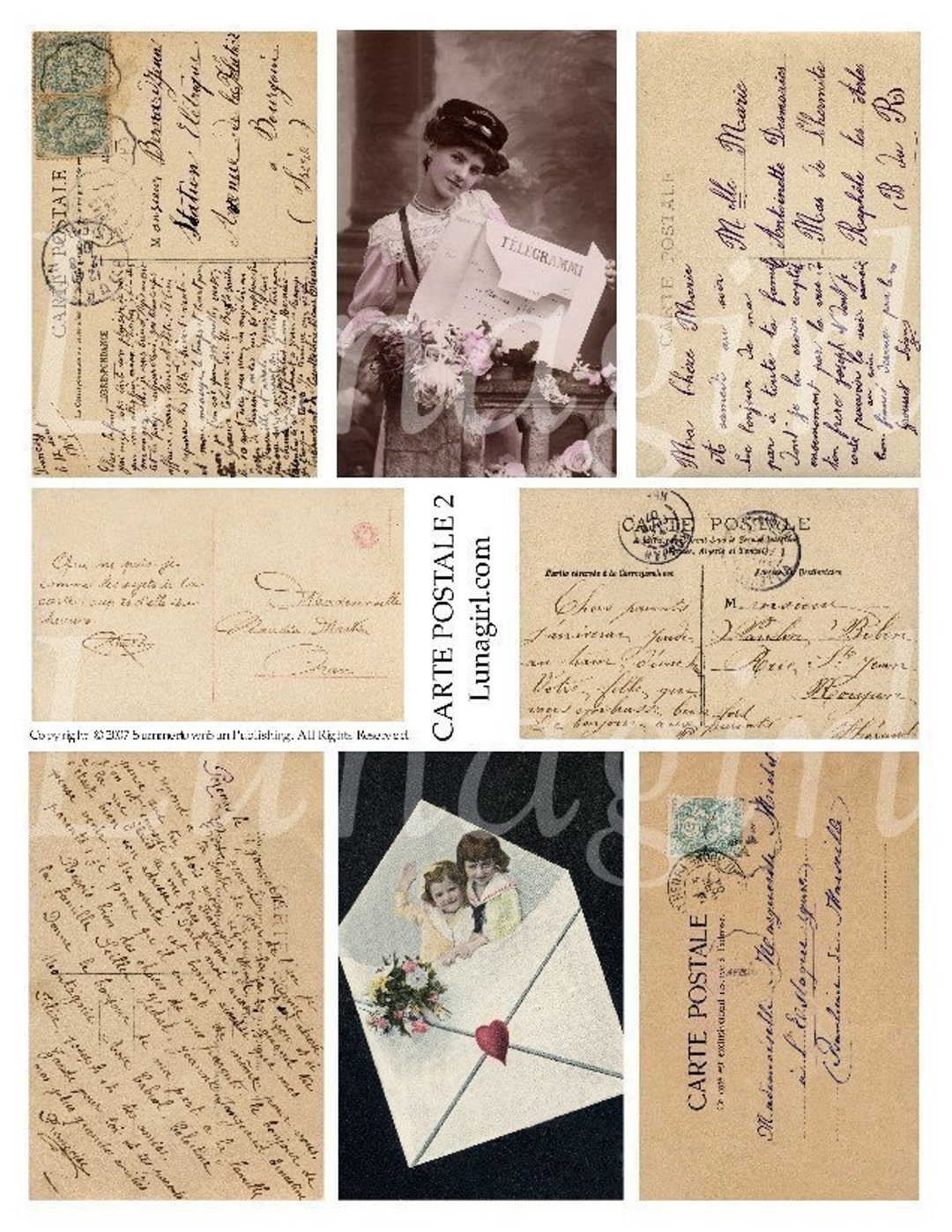 CARTE POSTALE Digital Collage Sheet Vintage Postcards French ...