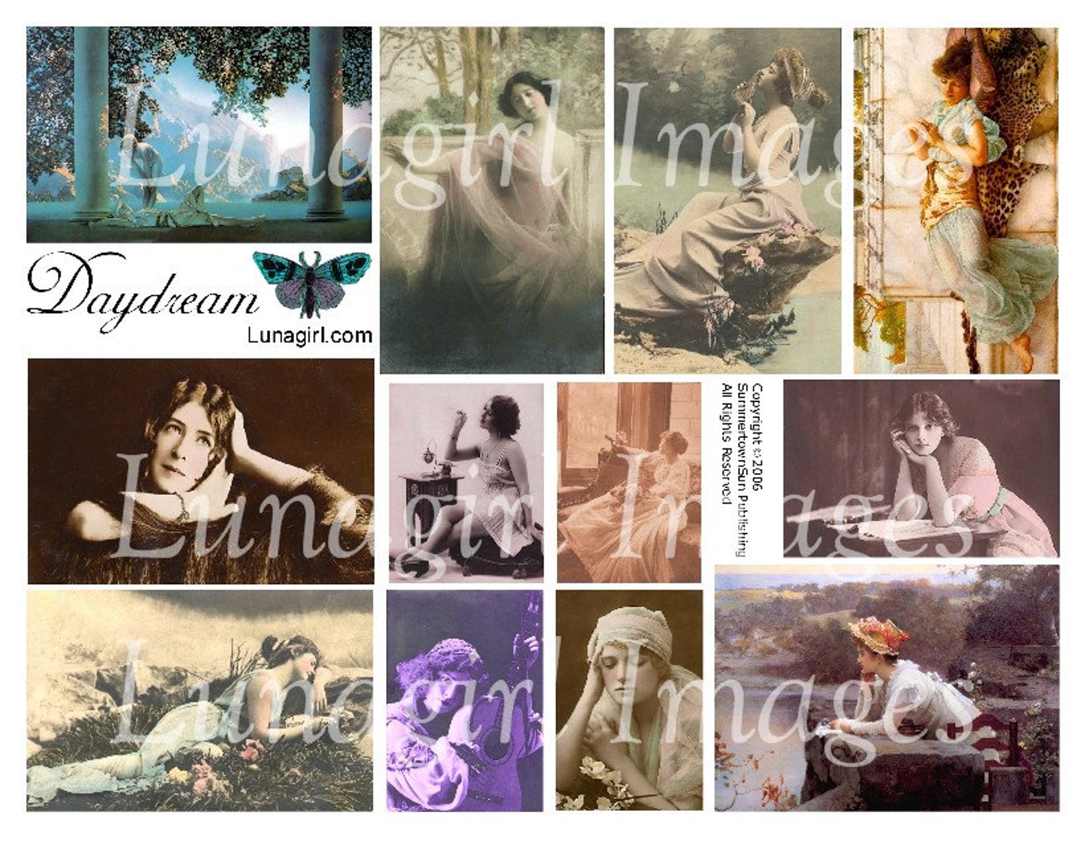DAYDREAMS Digital Collage Sheet, VINTAGE IMAGES Women Girls Fantasy ...