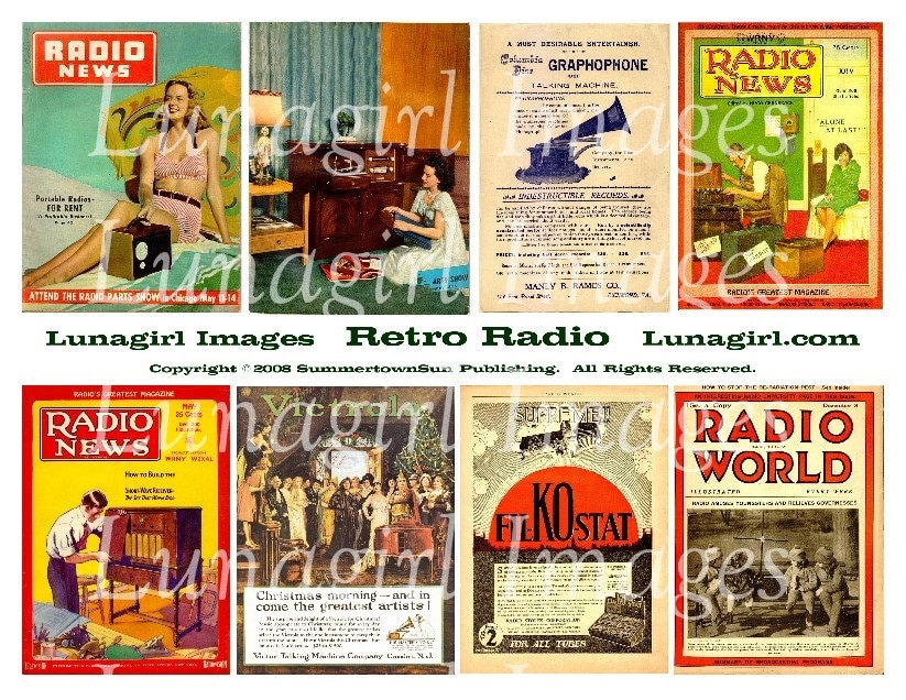 RETRO RADIO Digital Collage Sheet, Vintage Magazines, 1940s 1950s Women ...