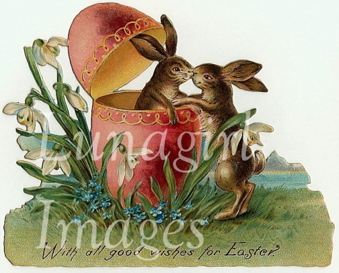 85 Vintage EASTER BUNNIES Digital Ephemera, Victorian Easter Rabbits ...