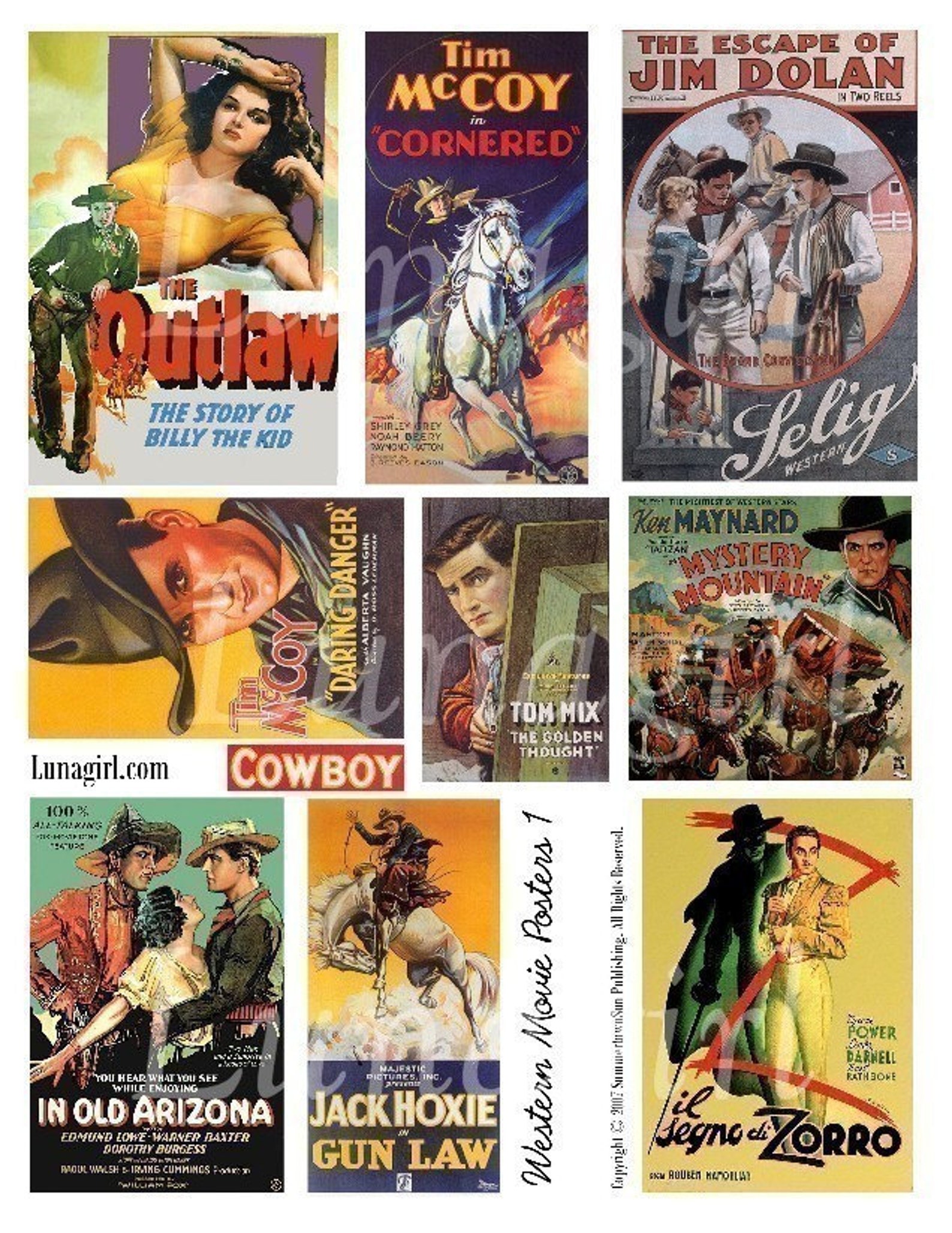 VINTAGE COWBOYS Western Posters Digital Collage Sheet, Retro Rodeo Wild ...