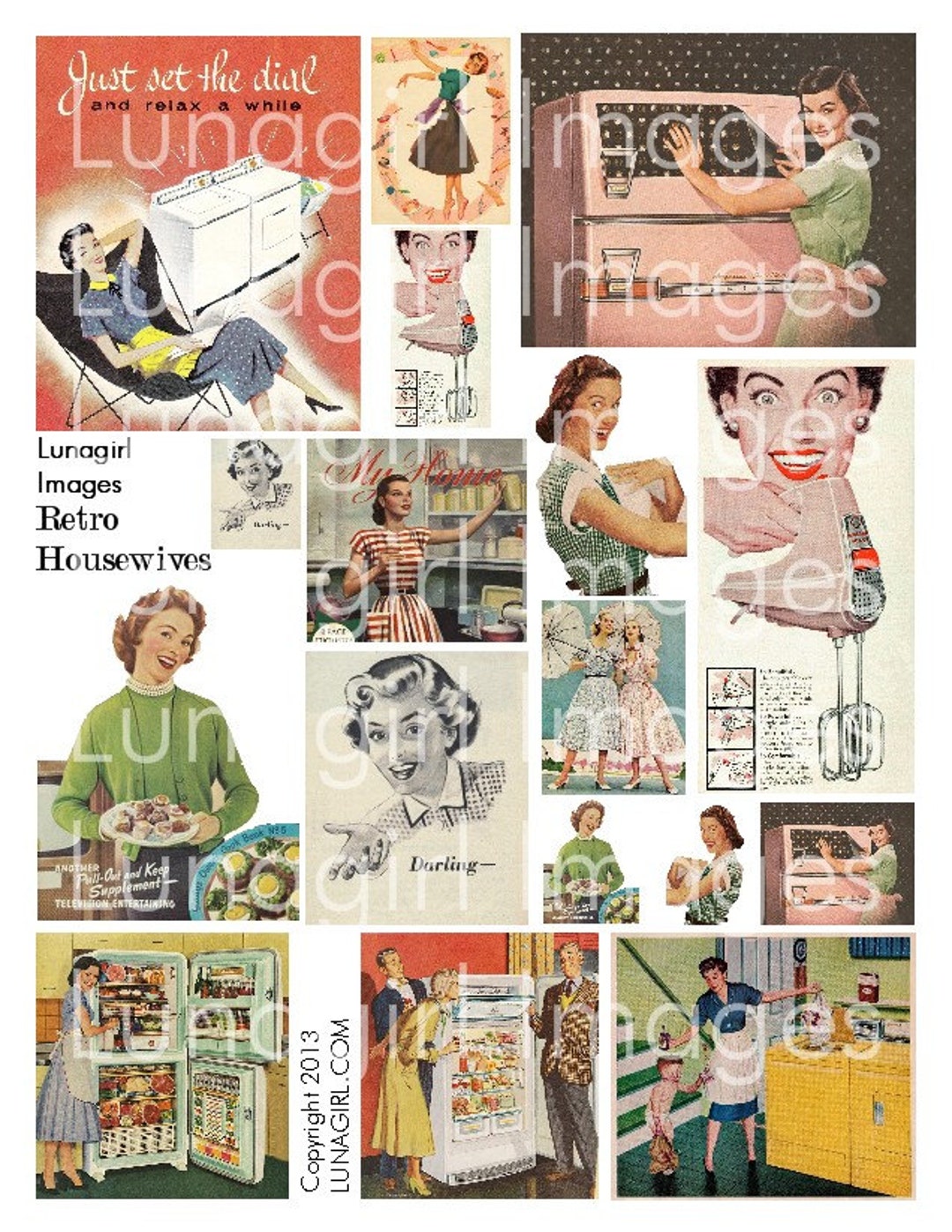 RETRO HOUSEWIVES Digital Collage Sheet, Vintage Images 1950s Women ...
