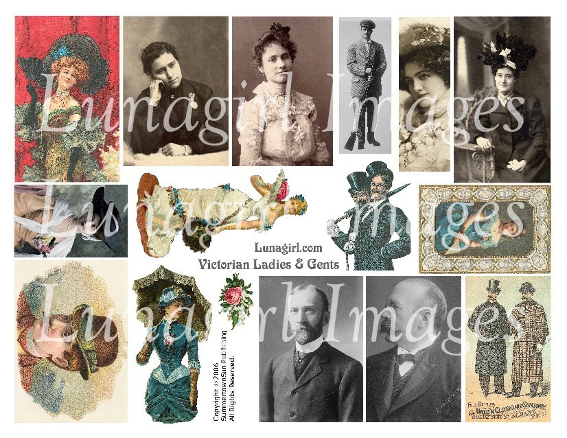 VICTORIAN LADIES & MEN Digital Collage Sheet, Elegant Vintage Women ...