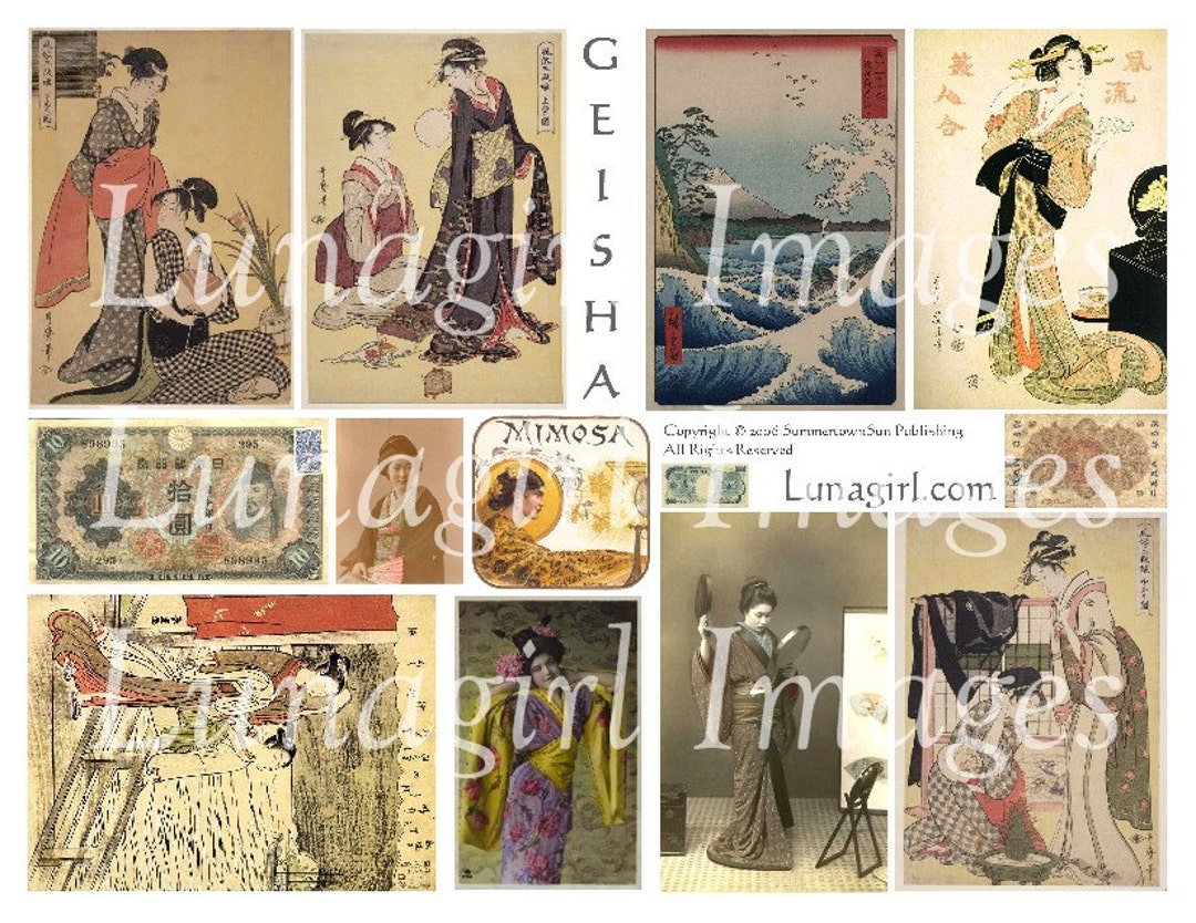 Geishas Digital Collage Sheet Japanese Women Girls, Antique Asian ...