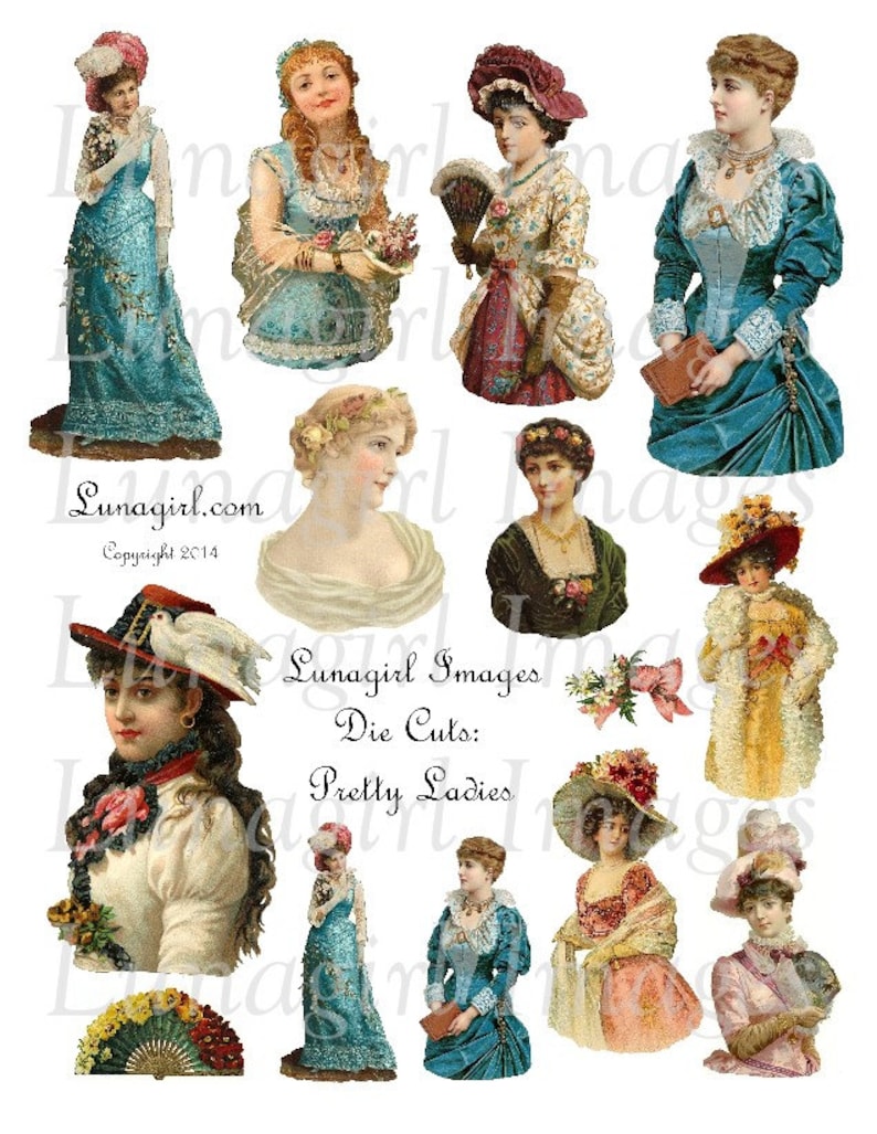 VICTORIAN LADIES Digital Collage Sheet Vintage Women Die Cuts, Colorful ...