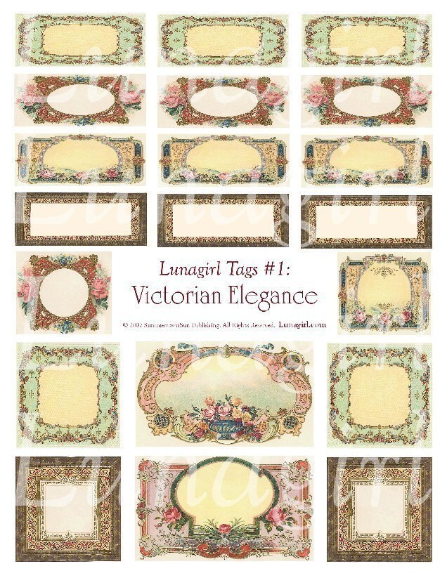 VICTORIAN ELEGANCE Tags Digital Collage Sheet Vintage Labels - Etsy