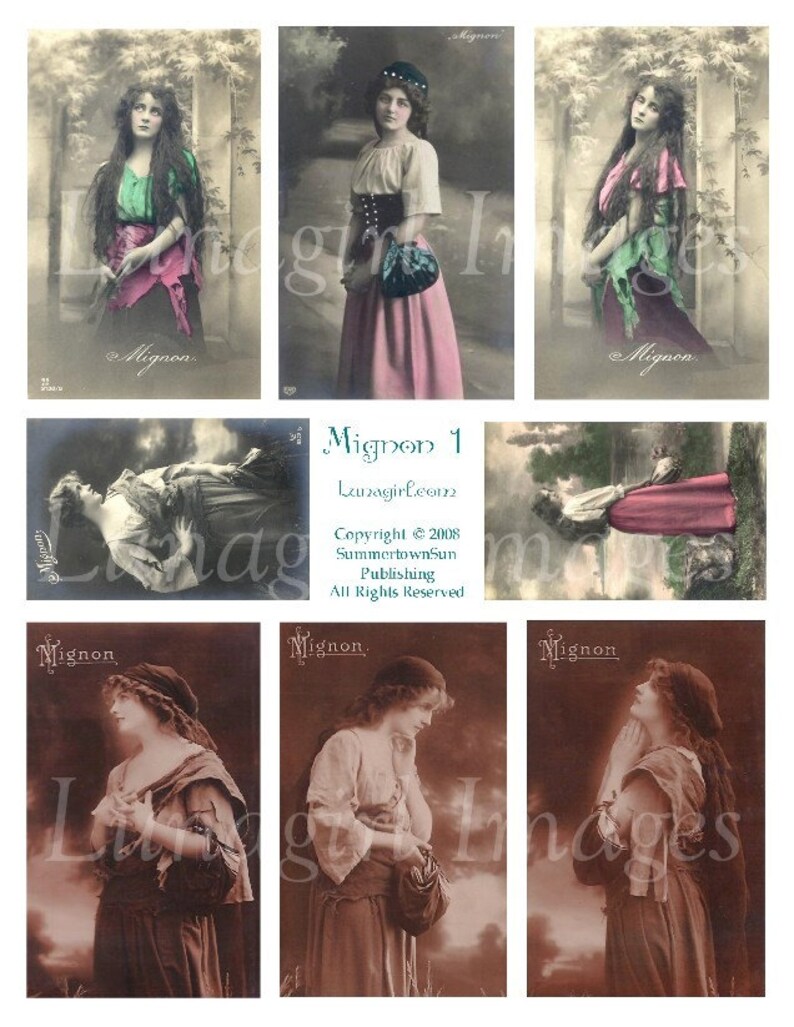 MIGNON GYPSY Girls Digital Collage Sheet Vintage Photos of - Etsy
