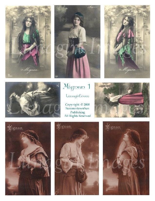 MIGNON GYPSY Girls Digital Collage Sheet Vintage Photos of | Etsy