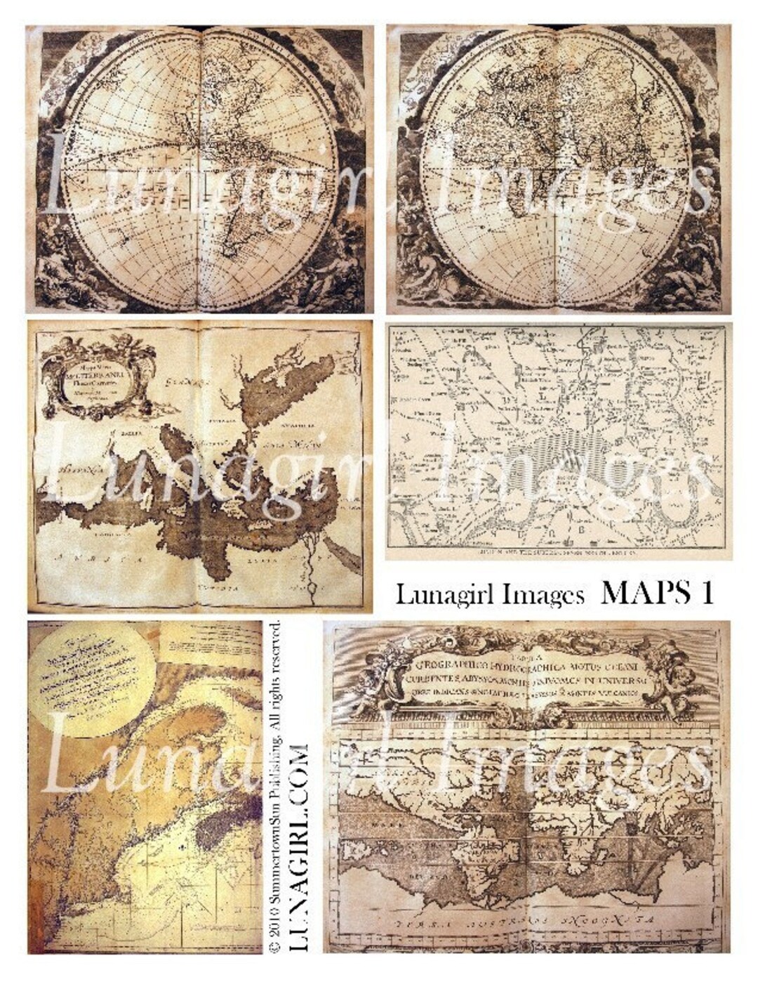 ANTIQUE MAPS Digital Collage Sheet, Vintage Ephemera, Steampunk ...
