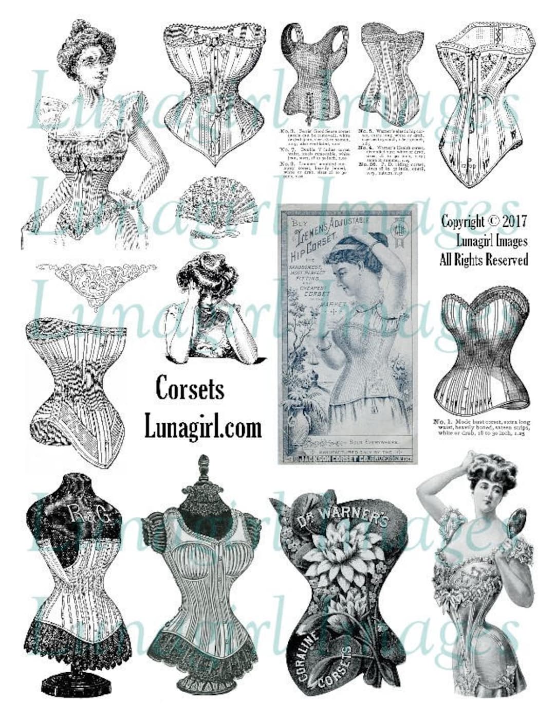 VINTAGE CORSETS Digital Collage Sheet, Victorian Women Ladies, Risque ...