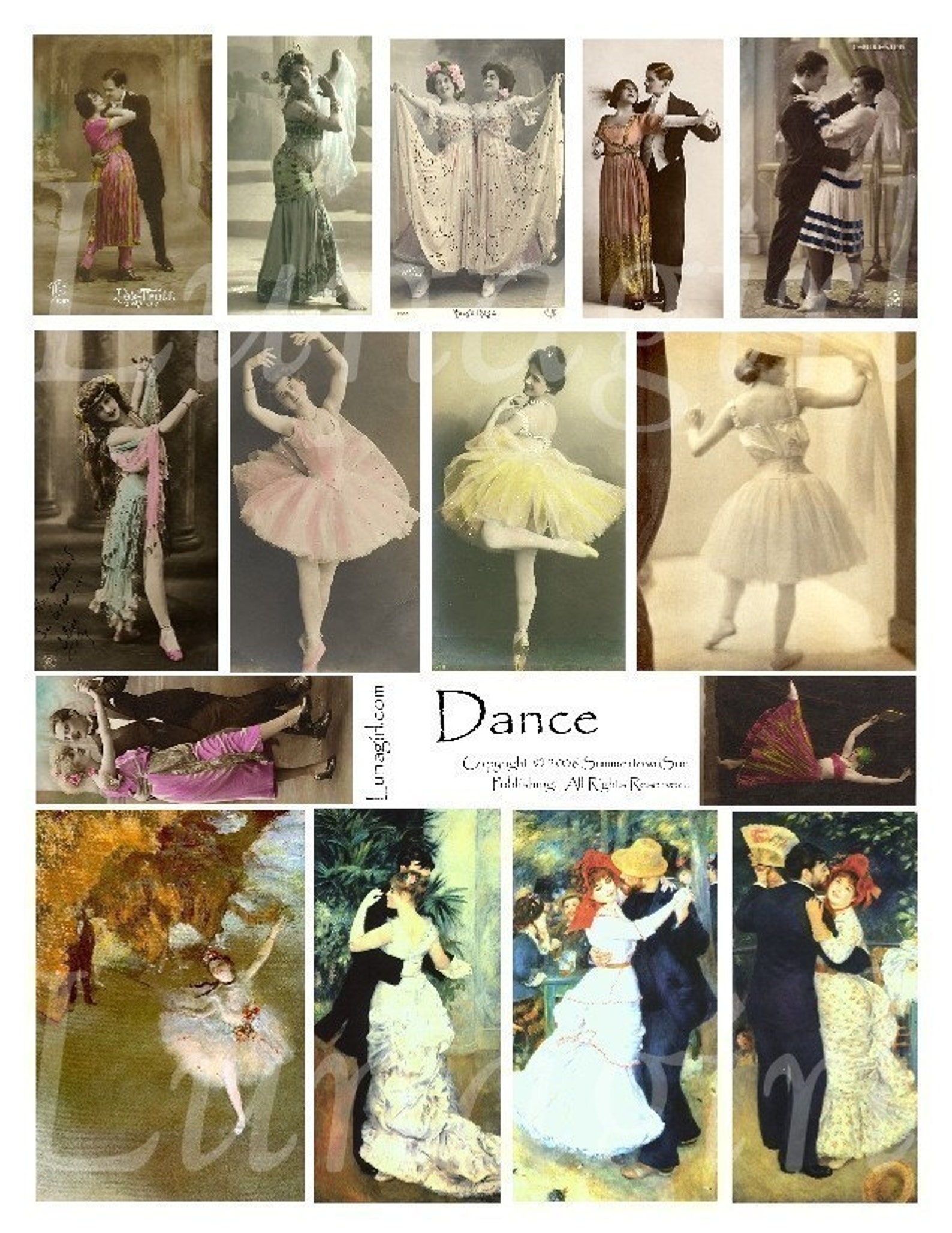 VINTAGE DANCE hoja de collage digital, bailarinas bailarinas fotos ...