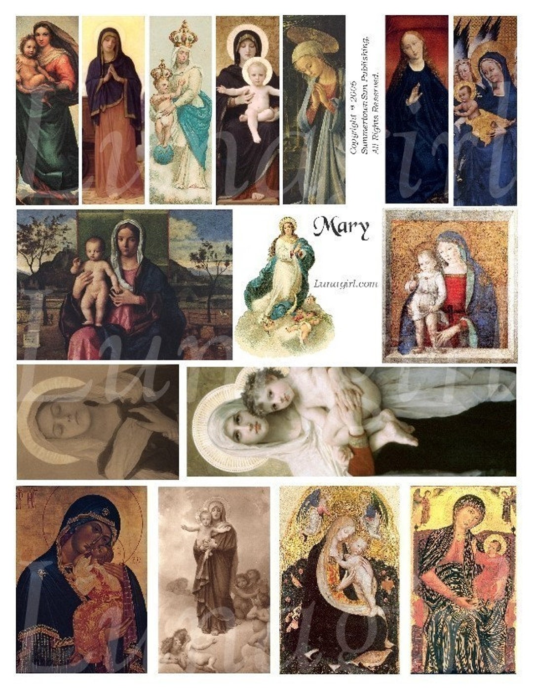 MARY Digital Collage Sheet, MADONNA Vintage Religious Images Cards ...