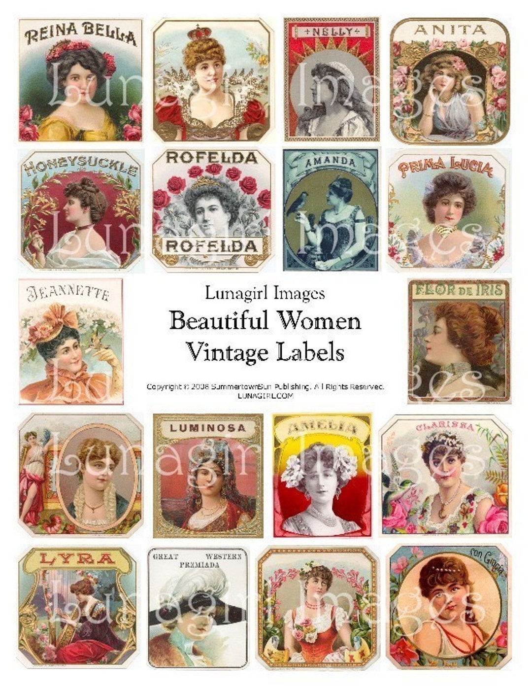 Antique LABELS WOMEN, Digital Collage Sheet, Vintage Images, Victorian ...
