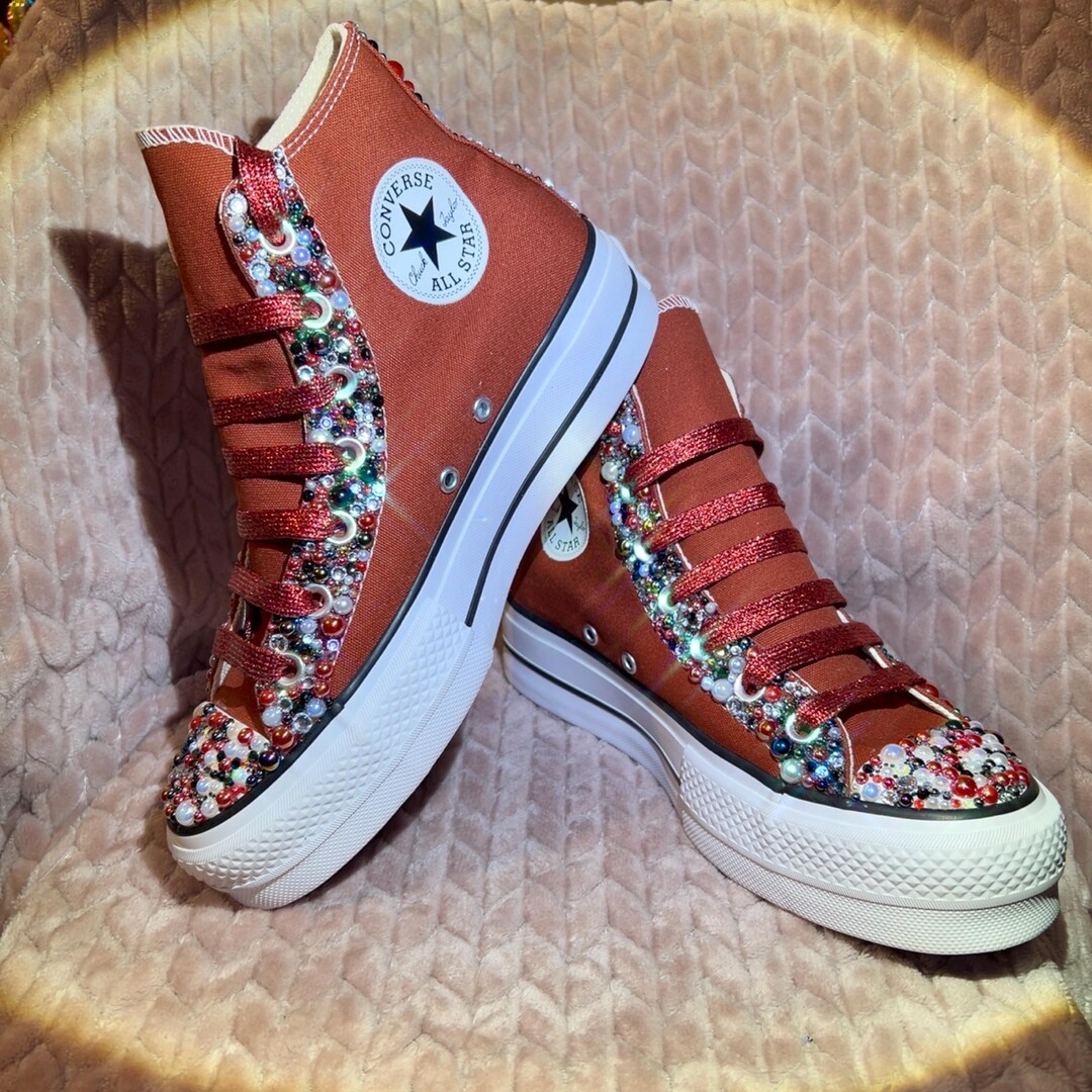 Bling “ritual Red” Platform Converse Women’s Size 7 - Etsy