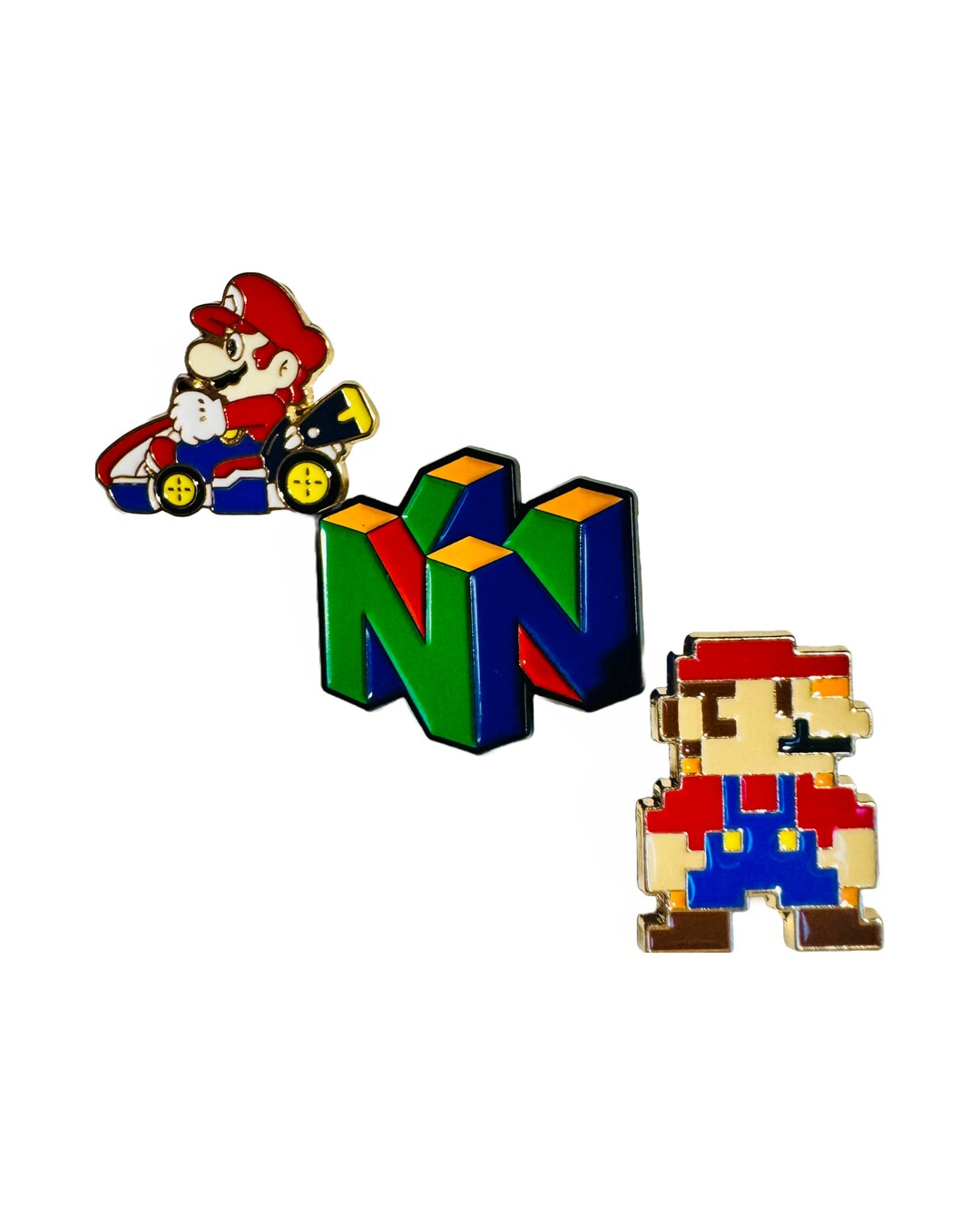 Mario Themed Enamel Pins Pixelated, Mario Kart, Nintendo 64 - Etsy