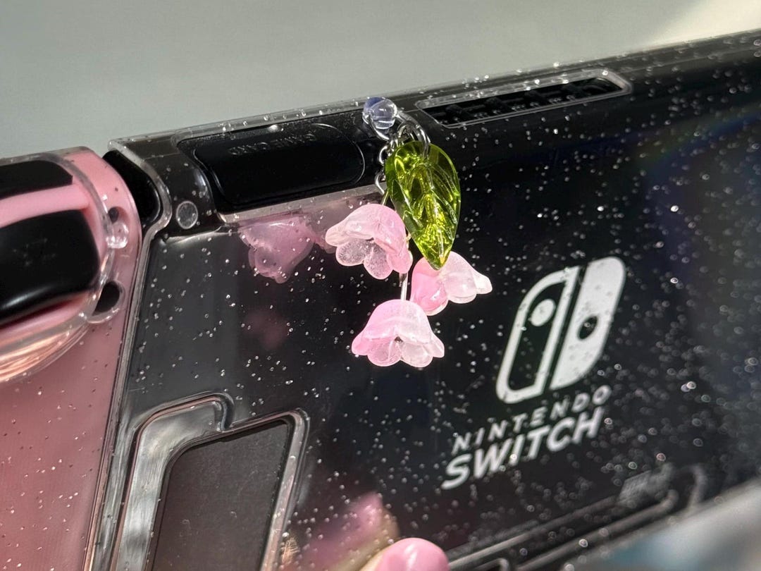 Pink Bell Flower Charm for Nintendo Switch | Handmade Dust Plug - Etsy