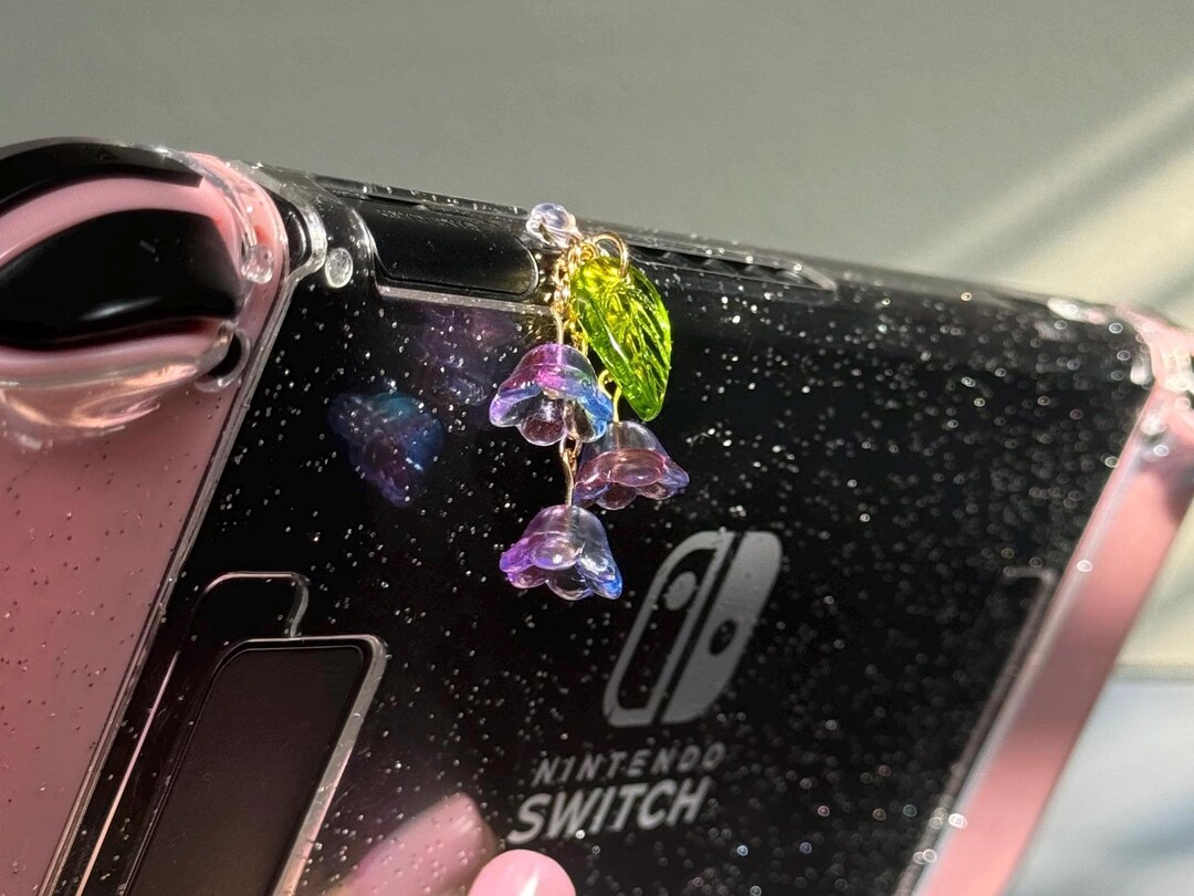 3D Iridescent Purple Glass Bell Flower Charm for Nintendo Switch ...