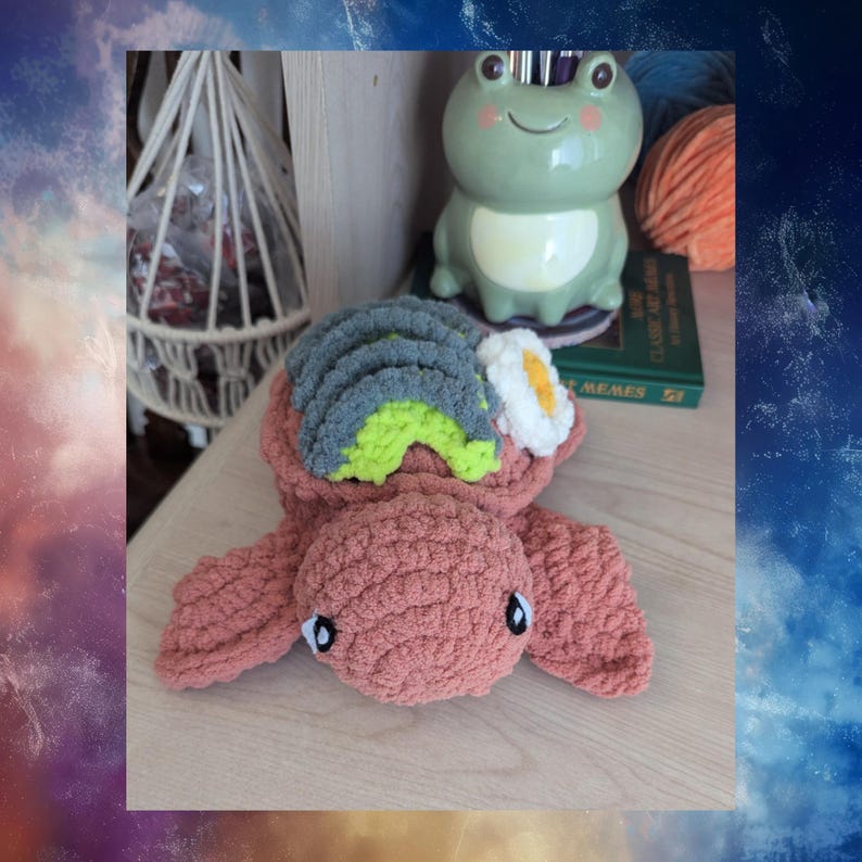 Avocado Toast Turtle Plush | Kawaii Turtle Stuffed Toy | Chunky Yarn ...