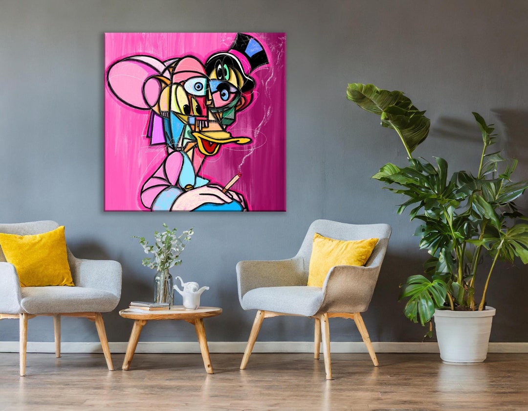 Picasso Style Cubism Donald Duck Original Handmade Oil Painting ...