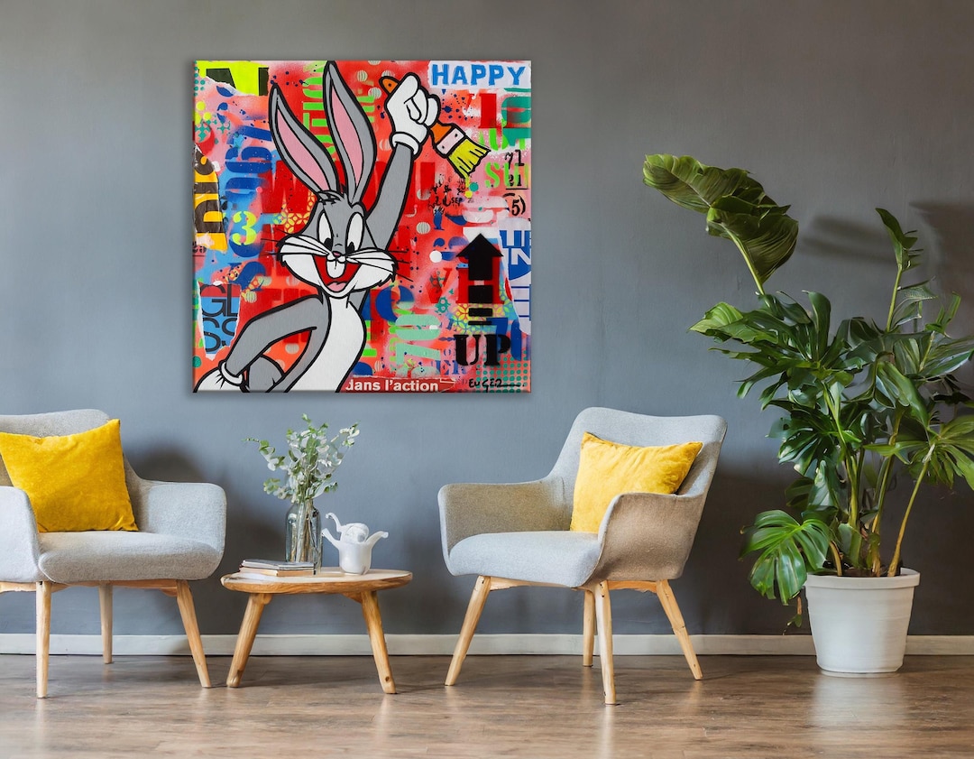 Bugs Bunny Doing Graffiti Pop Art Oil Painting or Canvas Print, Bugs ...