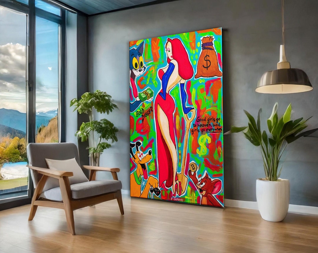 Banksy Jessica Rabbit, Tom and Jerry Pop Art Oil Painting or Canvas ...