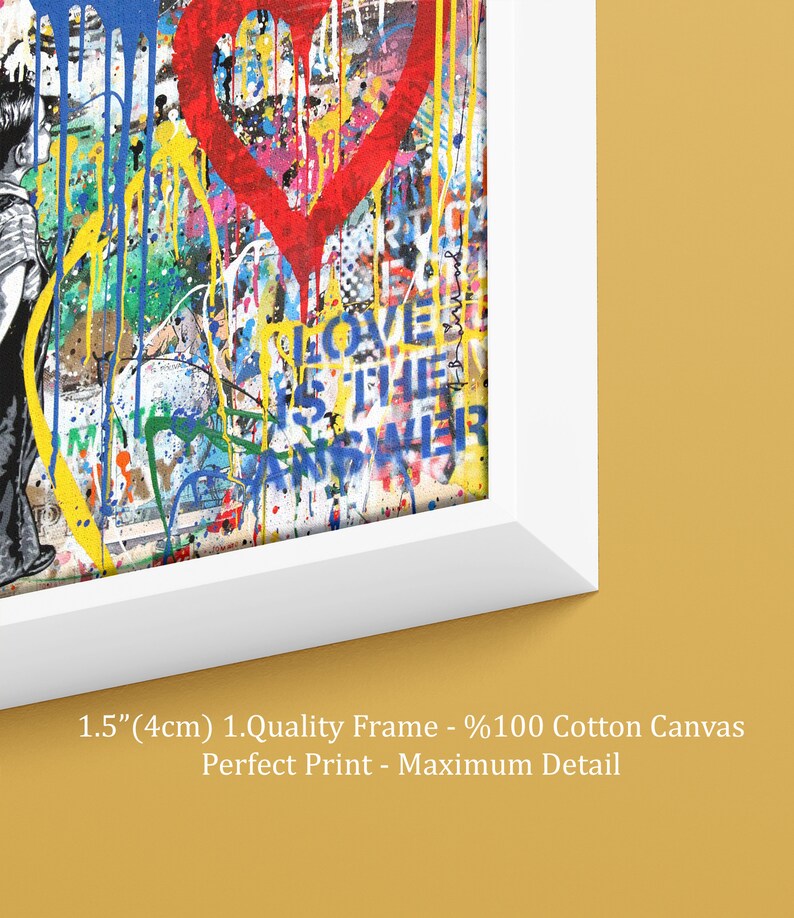 Banksy Kid Love is the Answer Pop Art Graffiti Square Canvas Art ...