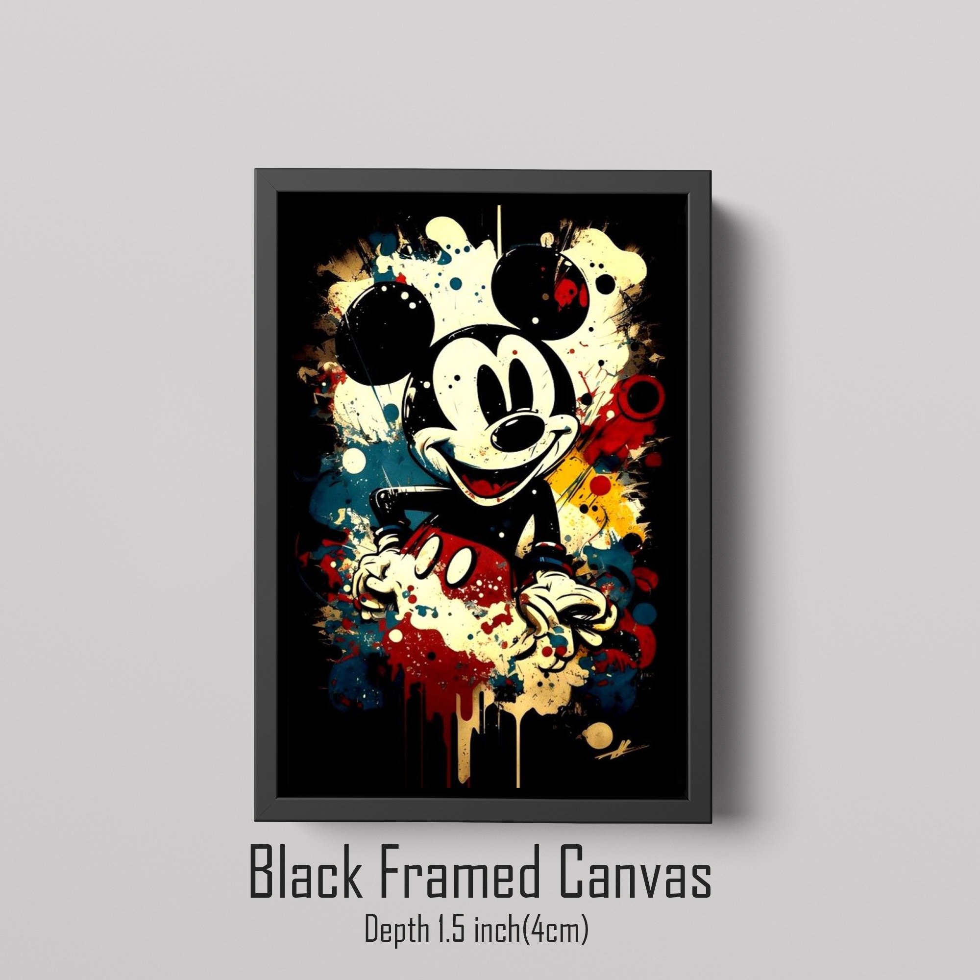 Abstract Mickey Mouse Pop Art Oil Painting or Canvas Print, Mickey Mouse Canvas Wall Art, Mickey ...