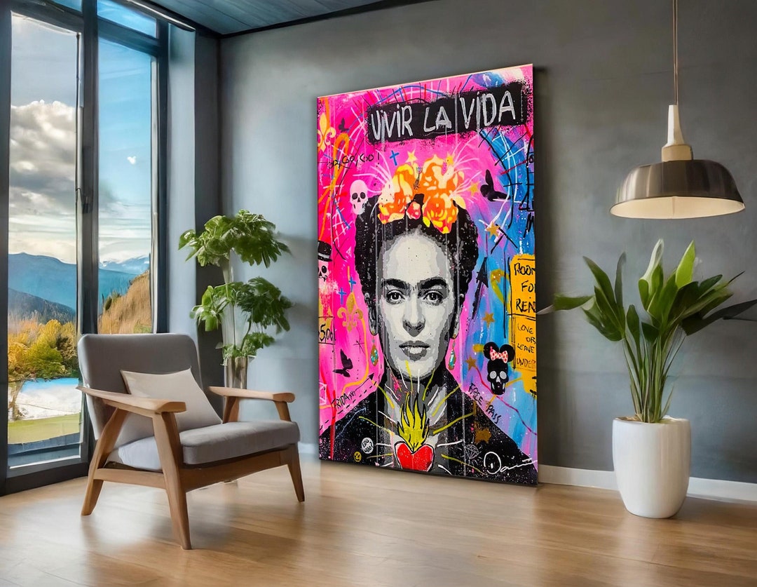 Frida Kahlo Vivir La Vida Pop Art Oil Painting or Canvas Print, Frida Kahlo Canvas Wall Art ...