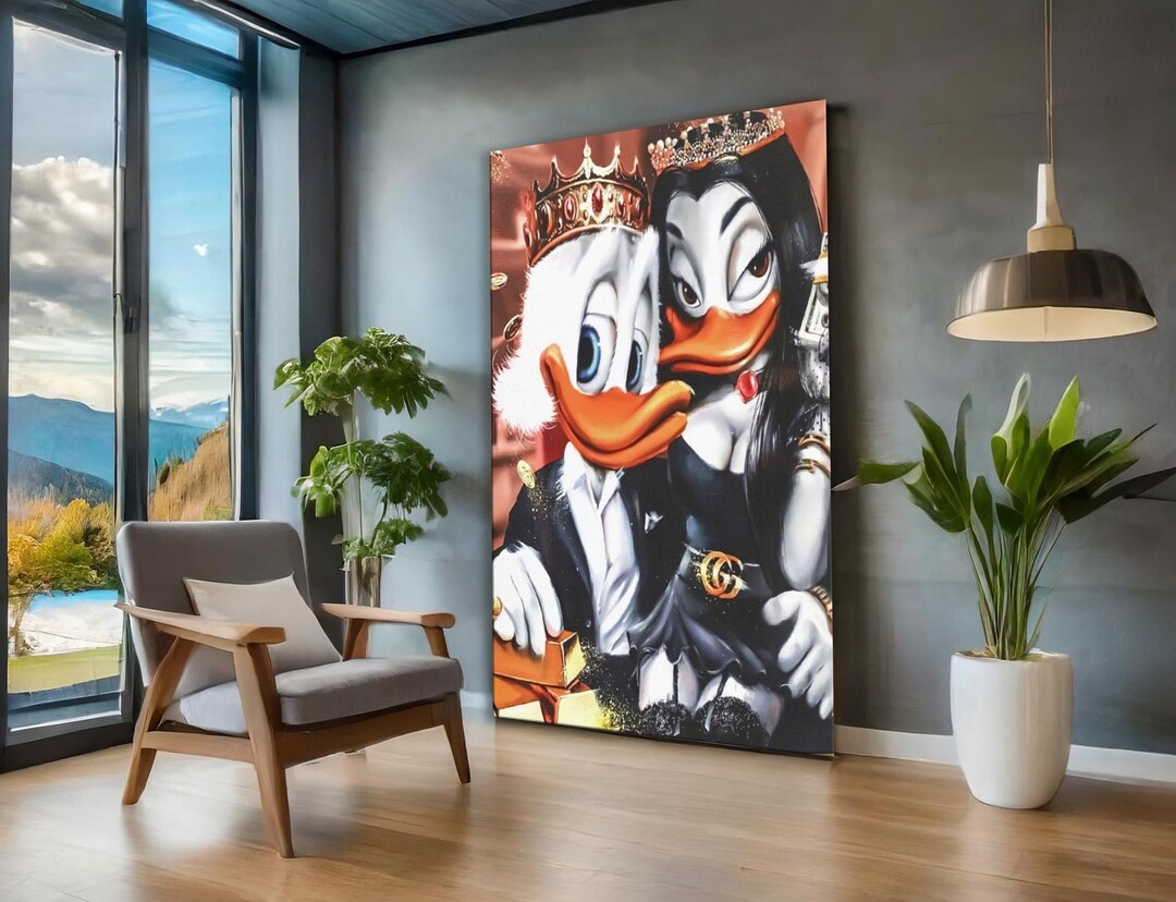 Donald Duck and His Lover Pop Art Oil Painting or Canvas Print, Donald ...