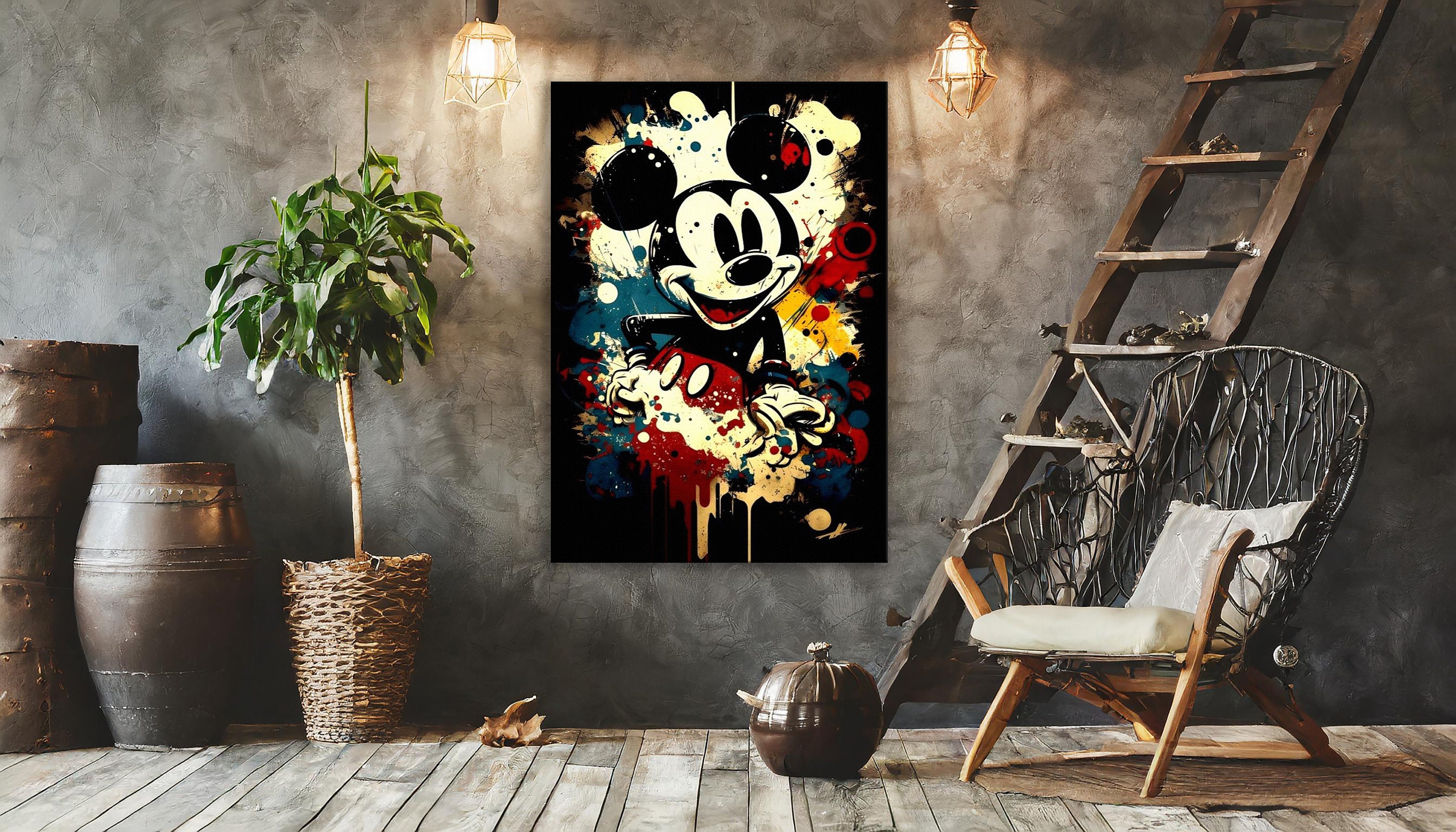 Abstract Mickey Mouse Pop Art Oil Painting or Canvas Print, Mickey ...