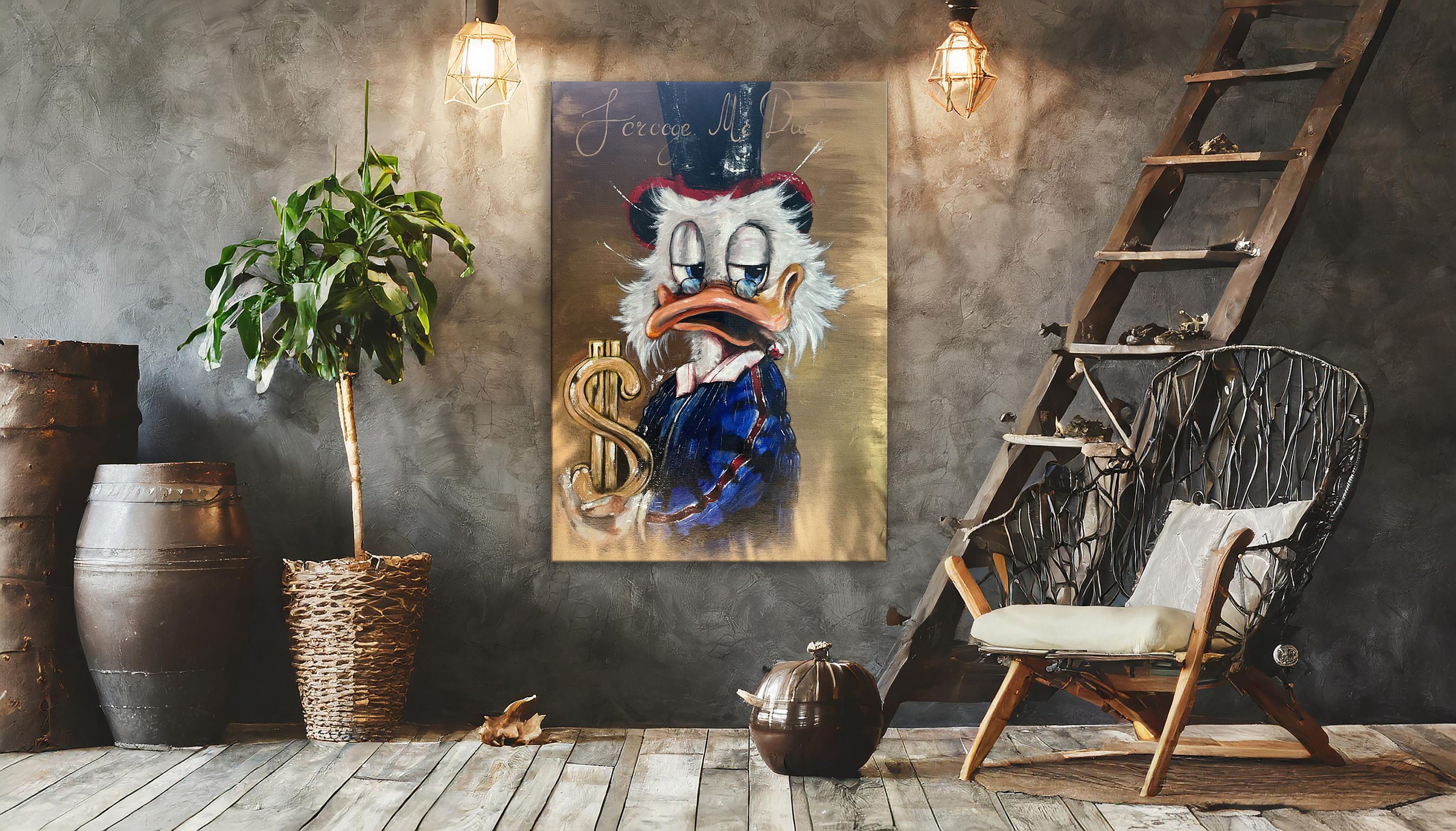 Scrooge Mcduck Portrait Pop Art Oil Painting or Canvas Print, Scrooge ...